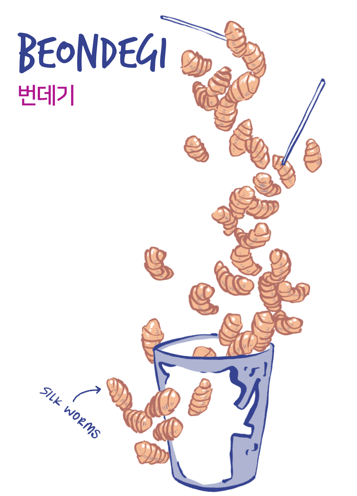 Beondegi – Ever fancied silk worm larvae? – Nathan Hillustration